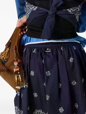 Miu Miu Slubbed Poplin Midi Skirt With Bandana Print