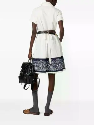 Miu Miu Bandana-print Poplin Midi Dress - White