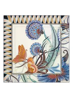 FERRAGAMO Graphic-print Silk Scarf - Blue