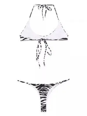 Attico Zebra-print Halterneck Bikini