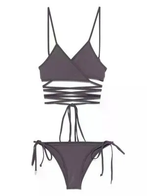 Attico Lace-up Two-piece Bikini - Grey