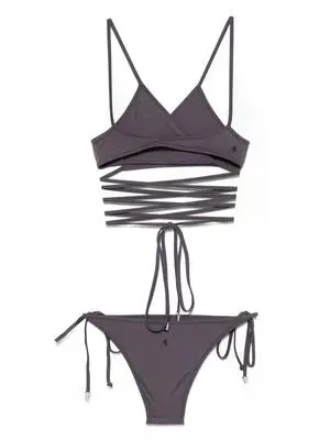 Attico Lace-up Two-piece Bikini - Grey