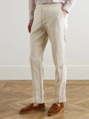 Orlebar Brown Griffon Tapered Linen Trousers - Neutrals