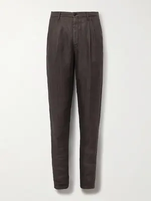 Boglioli Straight-leg Herringbone Linen Suit Trousers