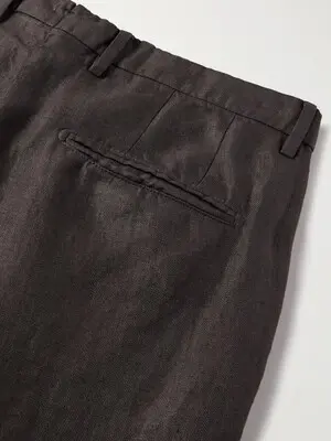 Boglioli Straight-leg Herringbone Linen Suit Trousers