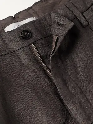 Boglioli Straight-leg Herringbone Linen Suit Trousers