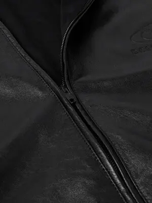Balenciaga Oversized Logo-debossed Leather Hooded Jacket