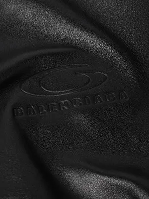 Balenciaga Oversized Logo-debossed Leather Hooded Jacket