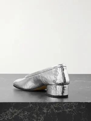 MAISON MARGIELA Tabi Ballerina Split-toe Metallic Cracked-leather Pumps