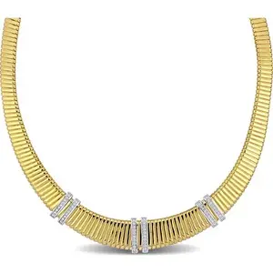 JULIANNA B. Cubic Zirconia Omega Necklace - Yellow-plated