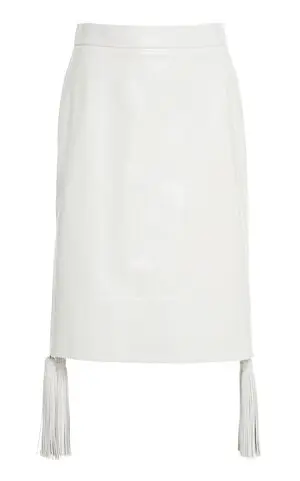 Women's White Leather Midi Skirts