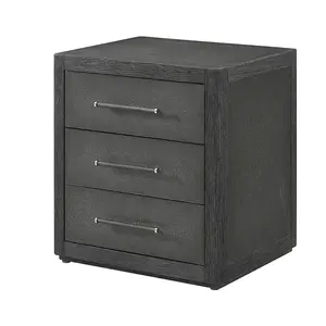 THEODORE ALEXANDER Maxwell Three Drawer Nightstand - Obsidian