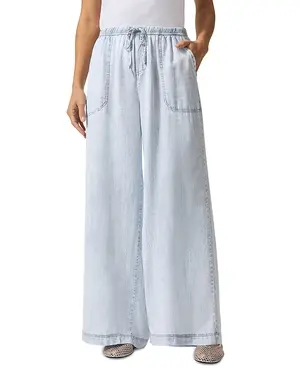 Splendid Angie Drawstring Palazzo Pants - Bleached Indigo