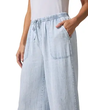 Splendid Angie Drawstring Palazzo Pants - Bleached Indigo
