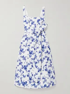 Carolina Herrera Belted Floral-print Faille Midi Dress - White