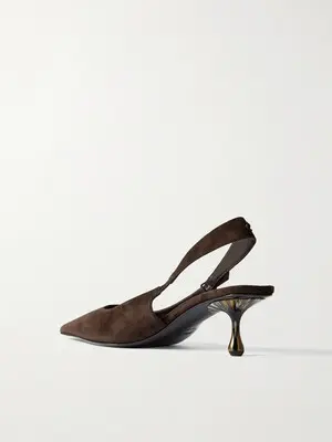 JIMMY CHOO Amel 50 Suede Slingback Pumps - Brown