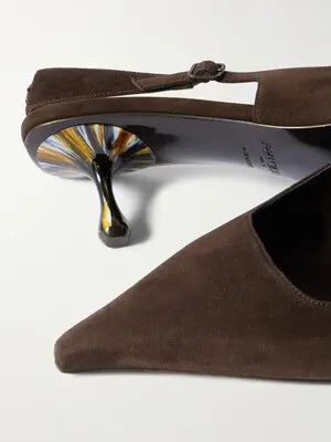 JIMMY CHOO Amel 50 Suede Slingback Pumps - Brown