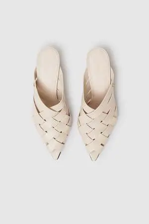 ANINE BING Eve Woven Mules - Bone
