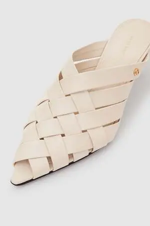 ANINE BING Eve Woven Mules - Bone