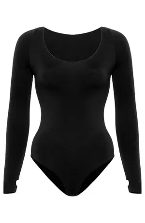 NOODY Scoop Neck Long Sleeve Bodysuit - Black