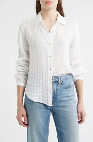 Bella Dahl Clean Front Linen & Cotton Button-up Shirt - White