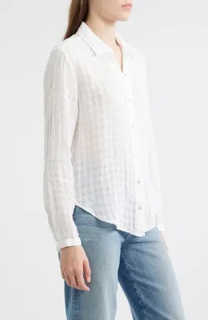 Bella Dahl Clean Front Linen & Cotton Button-up Shirt - White
