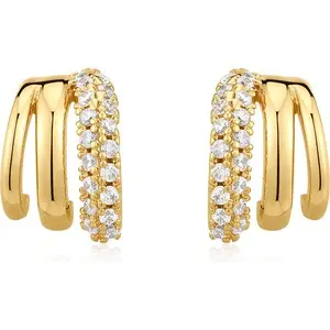 LUV AJ Cubic Zirconia Huggie Earrings - Gold