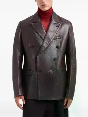 Gcds Leather Double-breasted Blazer