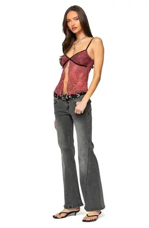 EDIKTED Lace Trim Split Front Camisole