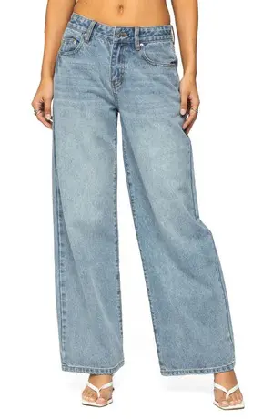 EDIKTED Wide Leg Jeans - Light-blue