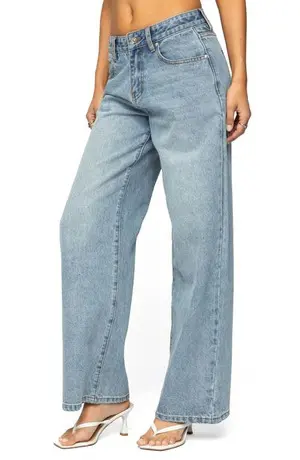 EDIKTED Wide Leg Jeans - Light-blue