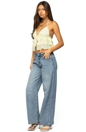 EDIKTED Wide Leg Jeans - Light-blue