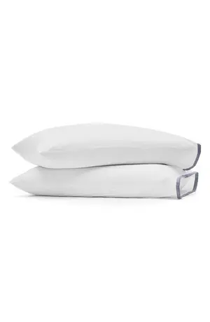 BOLL & BRANCH Framed Percale Pillowcases - White/ Bay
