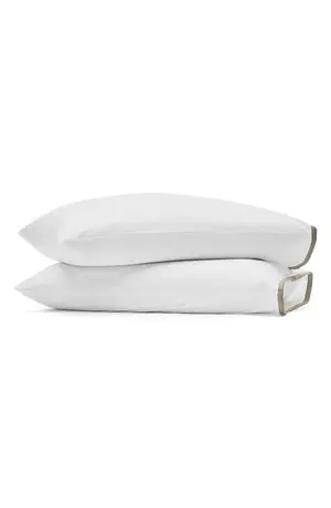 BOLL & BRANCH Framed Percale Pillowcases - White/ Oak