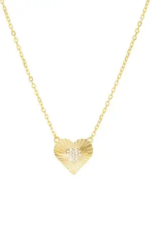 MARLYN SCHIFF Etched Heart Pendant Necklace - Gold Plated