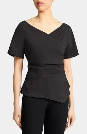 Santorelli Murphy Short Sleeve Wrap Top - Black
