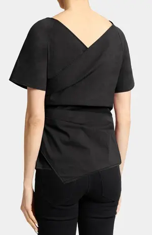 Santorelli Murphy Short Sleeve Wrap Top - Black