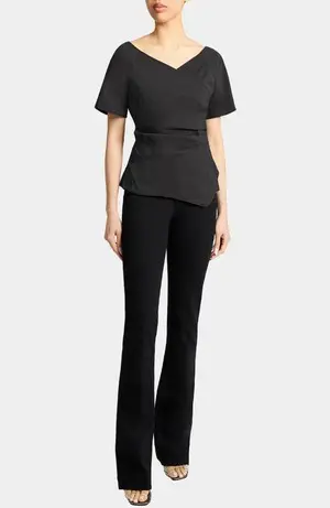 Santorelli Murphy Short Sleeve Wrap Top - Black