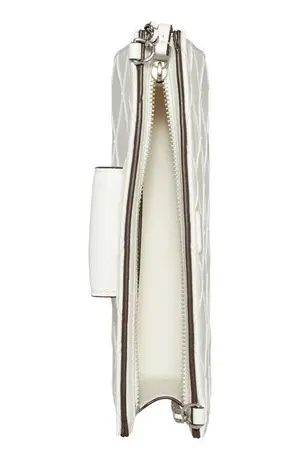 Tory Burch Mini Fleming Soft Quilted Leather Wallet On A Chain - Blanc