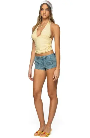 EDIKTED Cargo Denim Microshorts