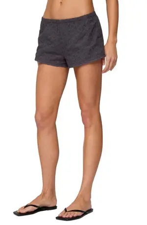 EDIKTED Shaya Eyelet Cotton Shorts
