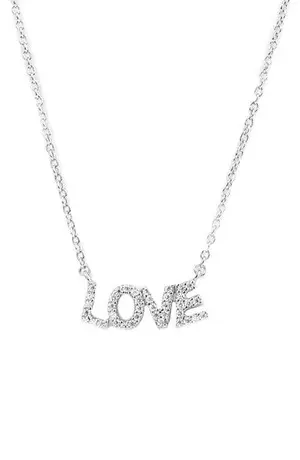 MARLYN SCHIFF Pavé Love Pendant Chain Necklace - Sterling Silver