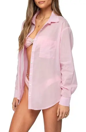 EDIKTED Kellen Oversize Cotton Button-up Shirt