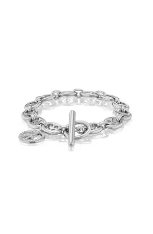 Sheryl Lowe Peace Charm Mariner Link Bracelet - Sterling Silver
