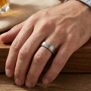 BLISS DIAMOND Brushed Two-tone 6mm Band Ring
