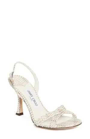 JIMMY CHOO Elsy Snakeskin Embossed Slingback Sandal