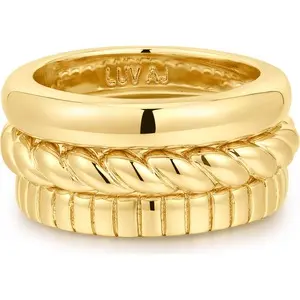 LUV AJ The Kiara Set Of 3 Rings - Gold