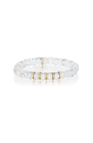 Sheryl Lowe Yellow Gold Rainbow Moonstone Bead Bracelet - Moonstone / 14kt Yellow Gold