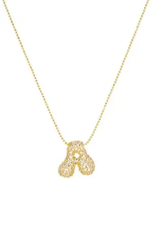 MARLYN SCHIFF Pavé Bubble Initial Pendant Necklace - Gold A