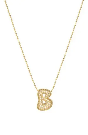 MARLYN SCHIFF Pavé Bubble Initial Pendant Necklace - Gold B